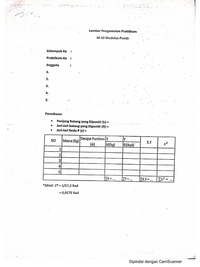 Lembar Pengamatan Praktikum Fisika | PDF