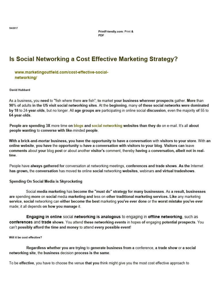 Cost-Effective Social Networking Strategies | PDF | Social Networking ...