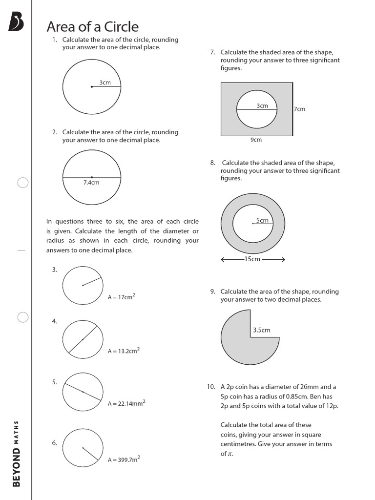 Area of a Circle Calculations Guide | PDF | Area | Significant Figures