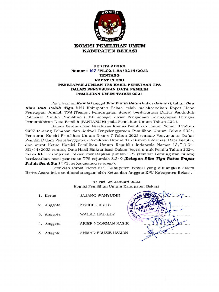 Ba Penetapan Tps Hasil Pemetaan | PDF