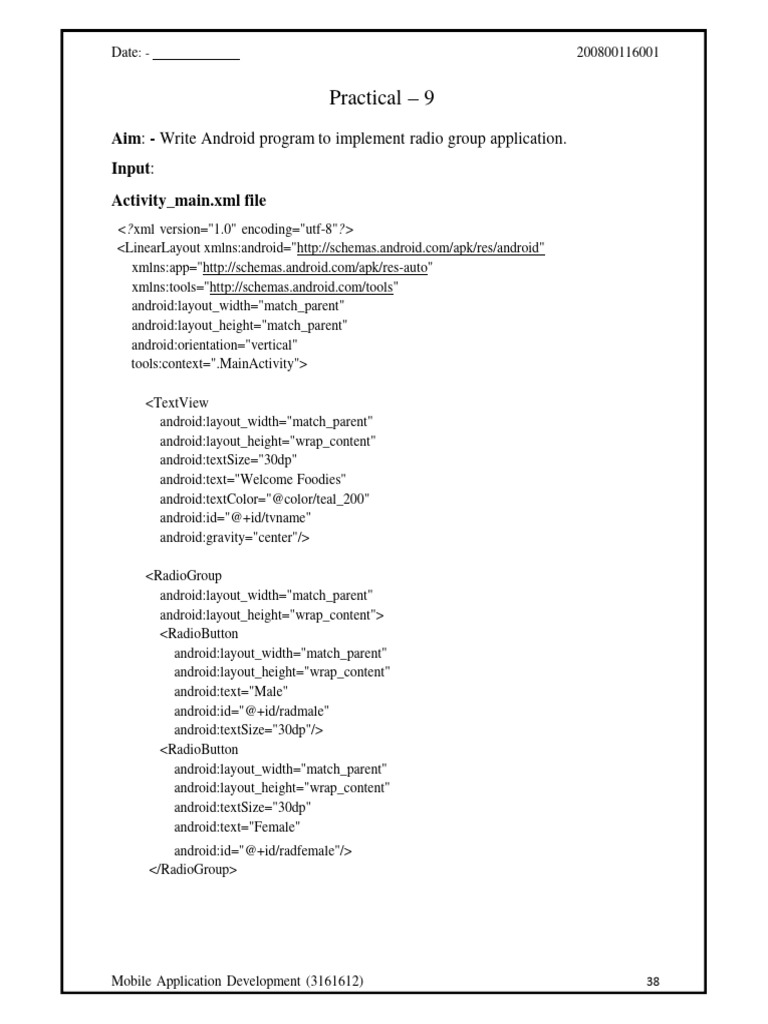 prac-9 MAD (1) | PDF | Android (Operating System) | Mobile App