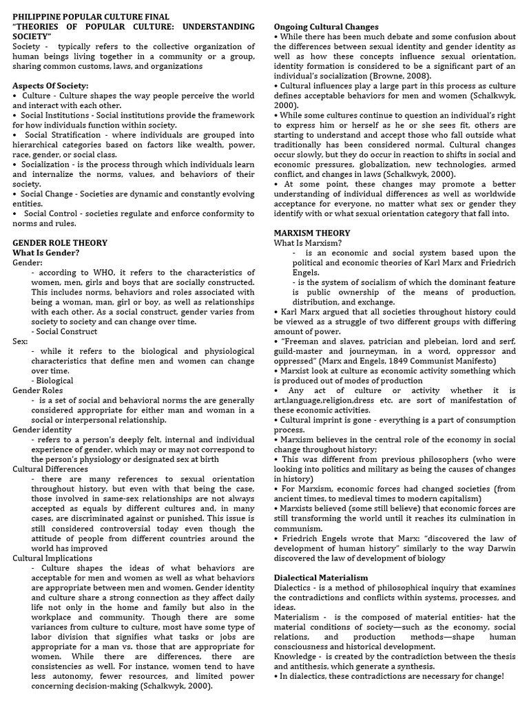 Philippine Popular Culture Final | PDF | Marxism | Society