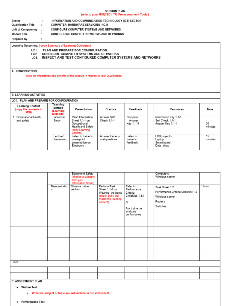 Session Plan sample | PDF | Educational Technology | Behavior Modification