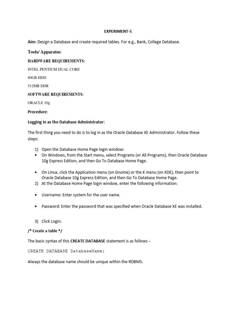 DBMS Experimentdbms-5 | PDF | Table (Database) | Sql