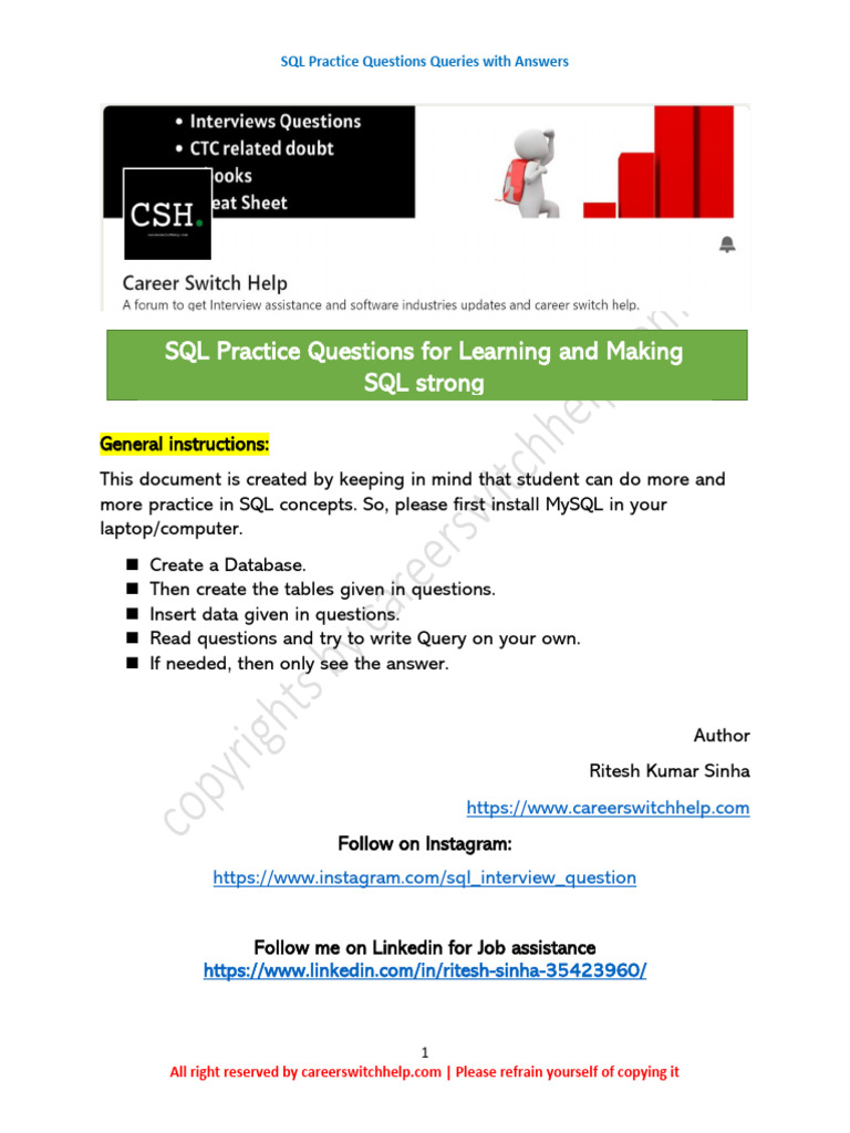 SQL Que | PDF | Table (Database) | Databases