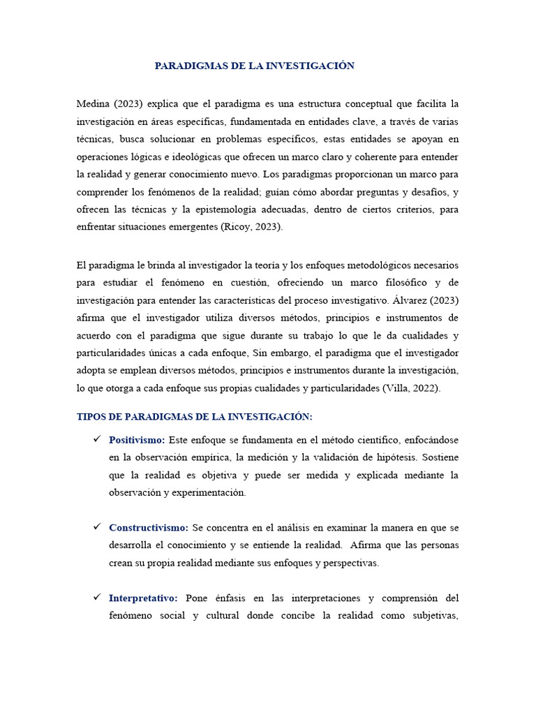 Paradigmas y Enfoques en Investigación | PDF | Paradigma | Experimentar