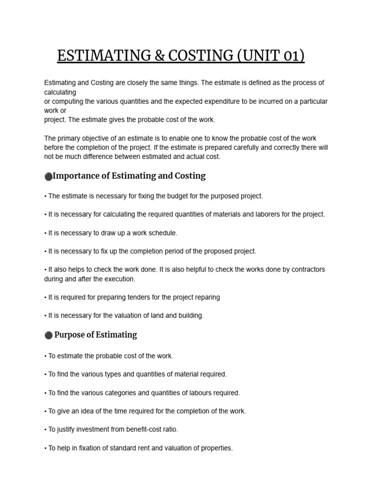 Est and Cost | PDF | Valuation (Finance) | Cost