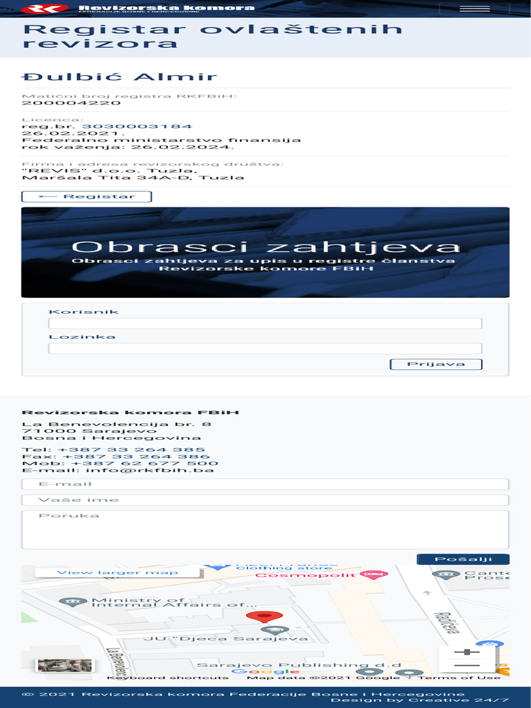 Registar Ovlaštenih Revizora Revizorska Komora FBiH | PDF