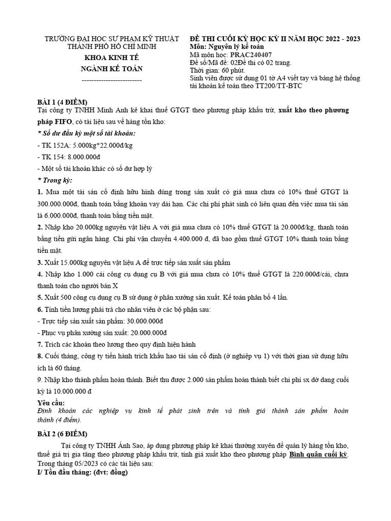 221 de Thi CK NLKT de 02 - HK2 | PDF