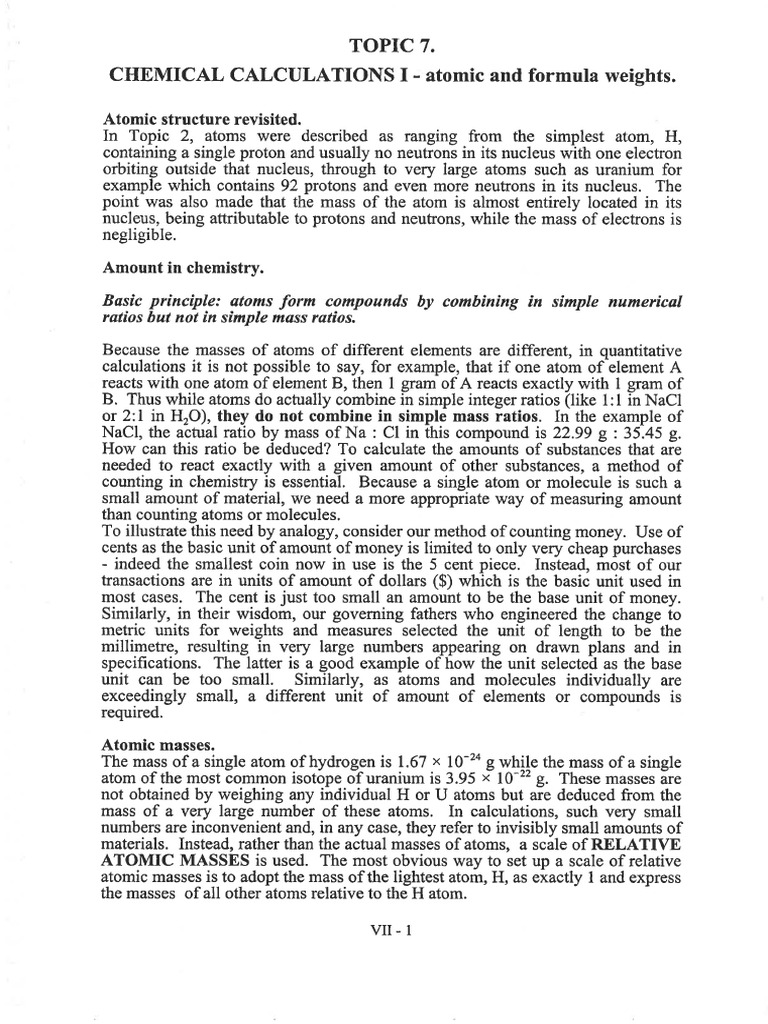 Chemical Calculations I | PDF