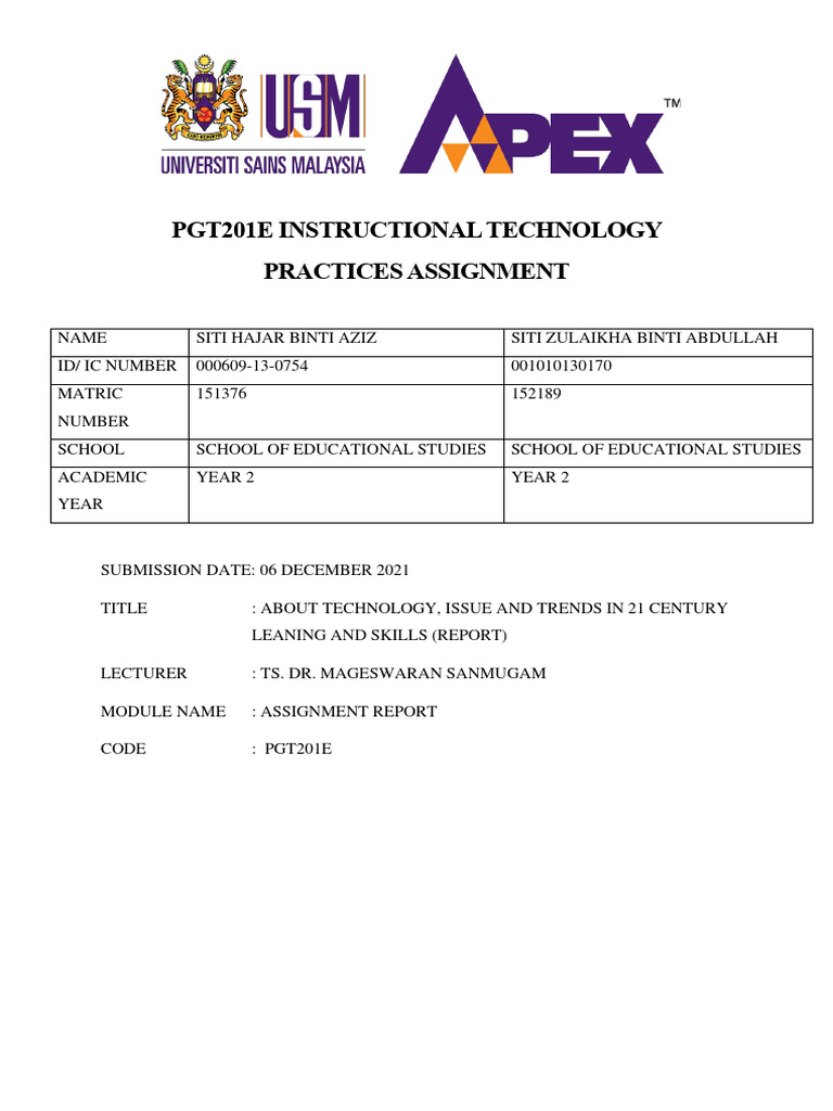 Report Pgt201e (Siti Hajar Binti Aziz - 151376 and Siti Zulaikha Binti ...