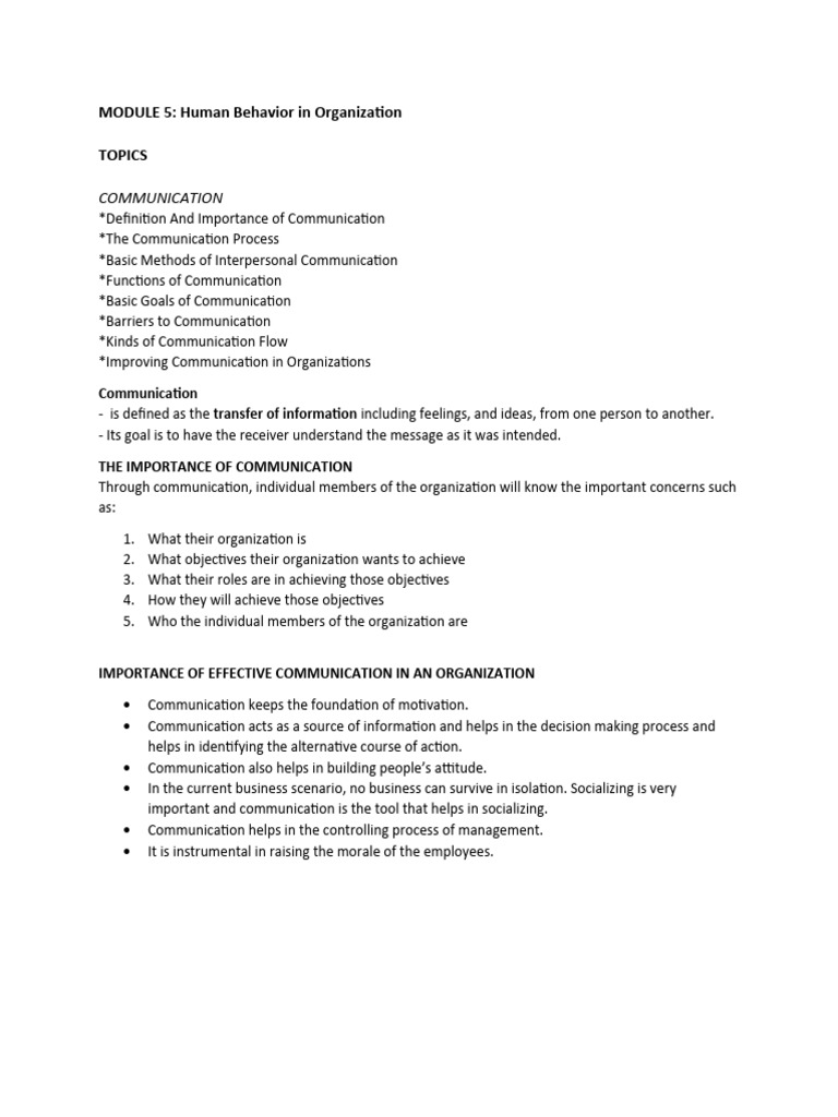 HBO Lesson 5 COMMUNICATION | PDF | Communication | Information