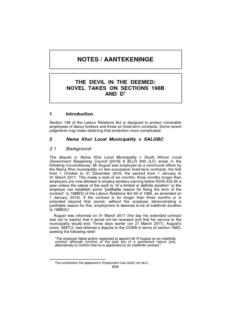 The Devil in The Deemed - Section 198B&D of LRA | PDF | Employment ...