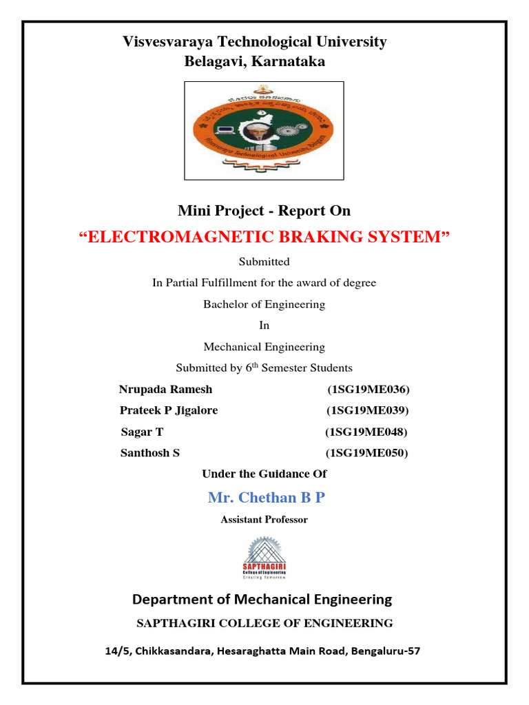 Report 6th Sem Project - EMB | PDF | Brake | Electric Motor