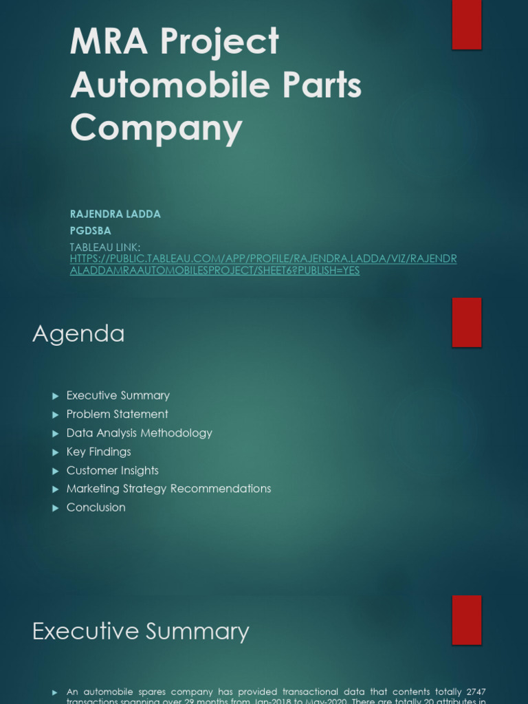Rajendra Ladda MRA Project Automobiles | PDF | Analytics | Data Analysis