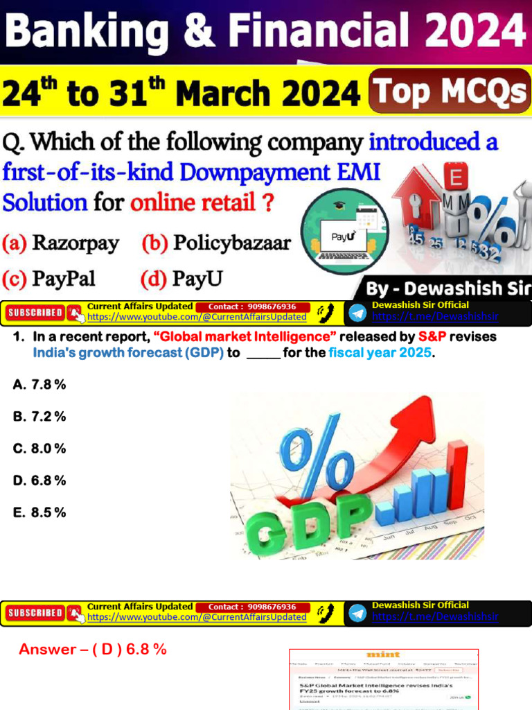 Banking & Financial Current Affairs 2024 | PDF | Personal Finance | Financial Services