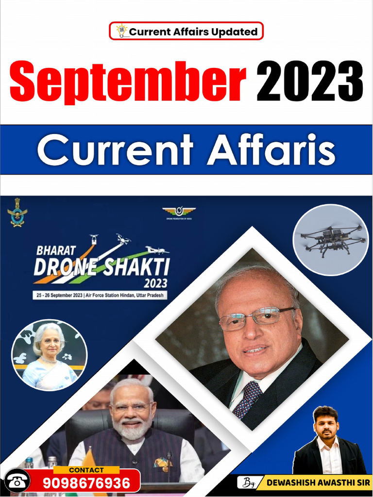 September 2023 Current Affairs Summary | PDF