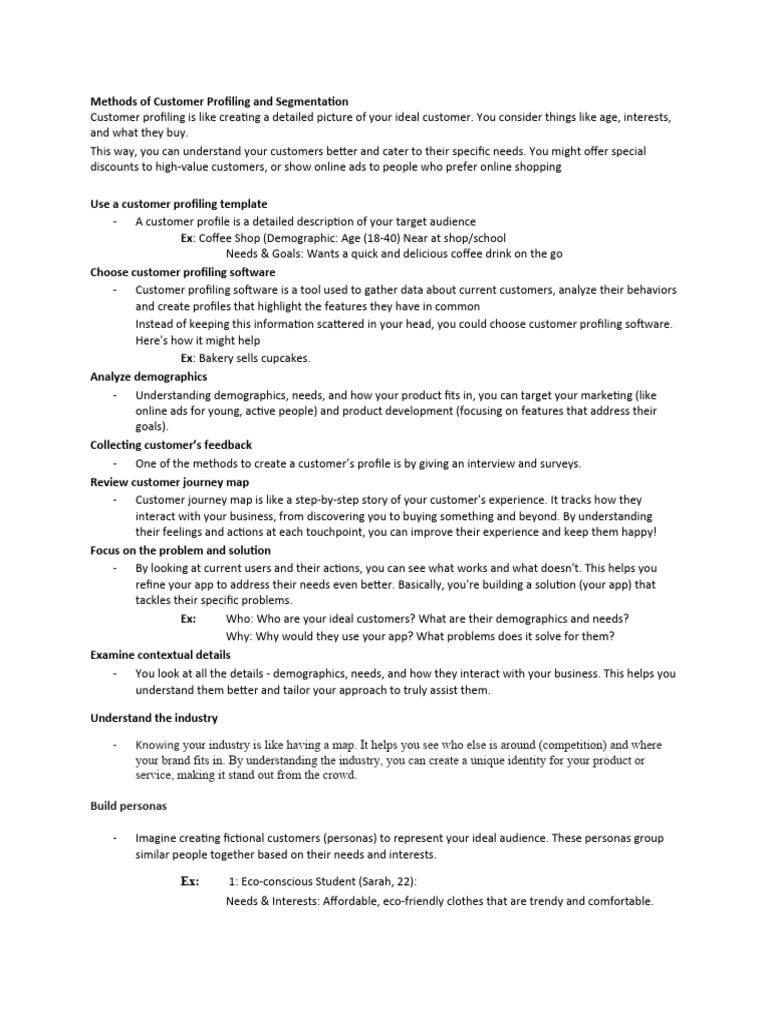 Customer Profiling and Segmentation Methods | PDF | Market Segmentation ...