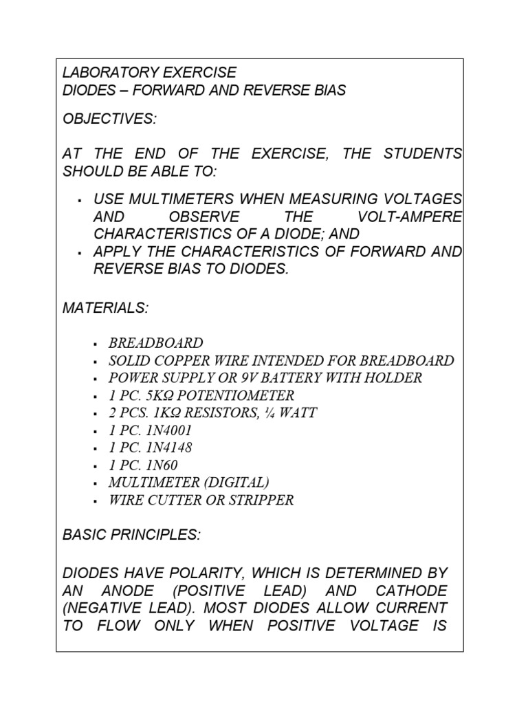 01 Laboratory Exercise 26-1 | PDF | P–N Junction | Diode
