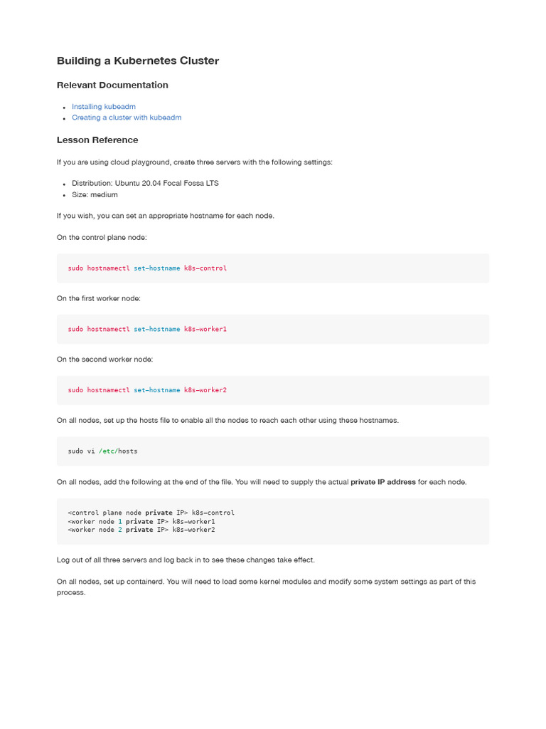 Building A Kubernetes Cluster Pdf Computer Networking Computer Architecture