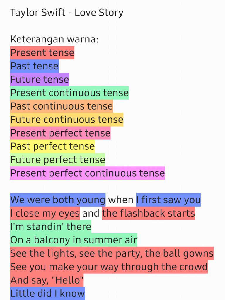 Love story taylor swift grammar | PDF