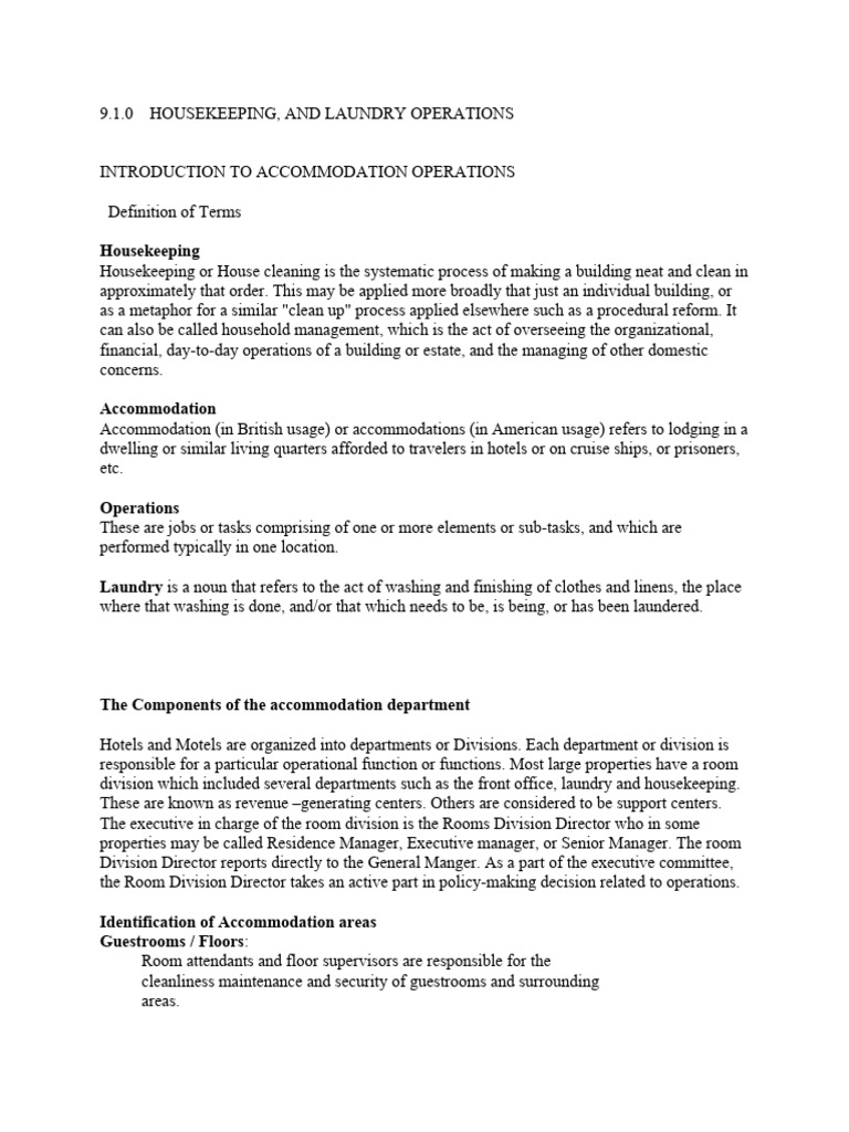 Housekeeping and Laundry Notes | PDF | Hygiene | Influenza