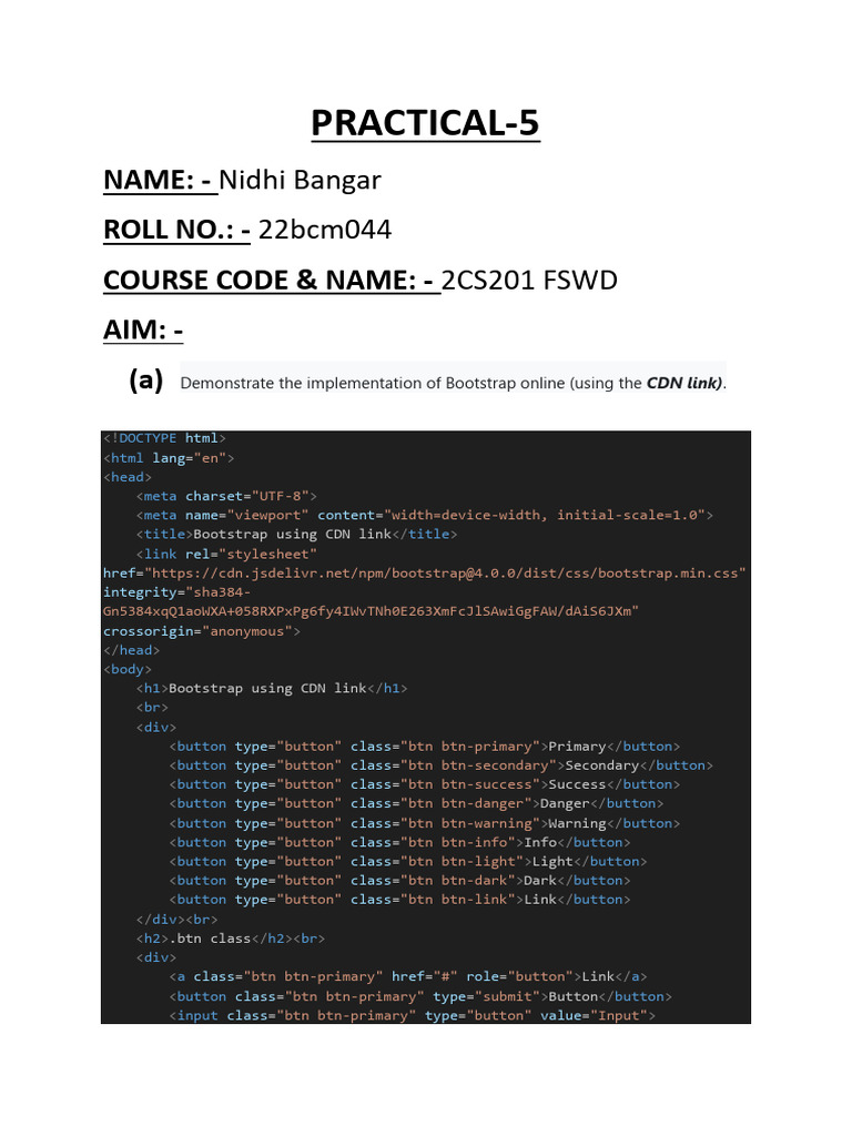 Practical 5 | Descargar gratis PDF | Bootstrap (marco frontal) | Red mundial