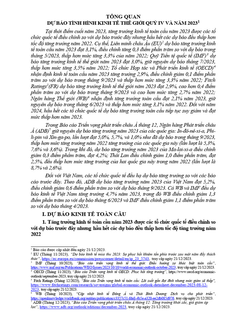 TQ Du Bao Tinh Hinh KTTG Quy IV Va Nam 2023 | PDF