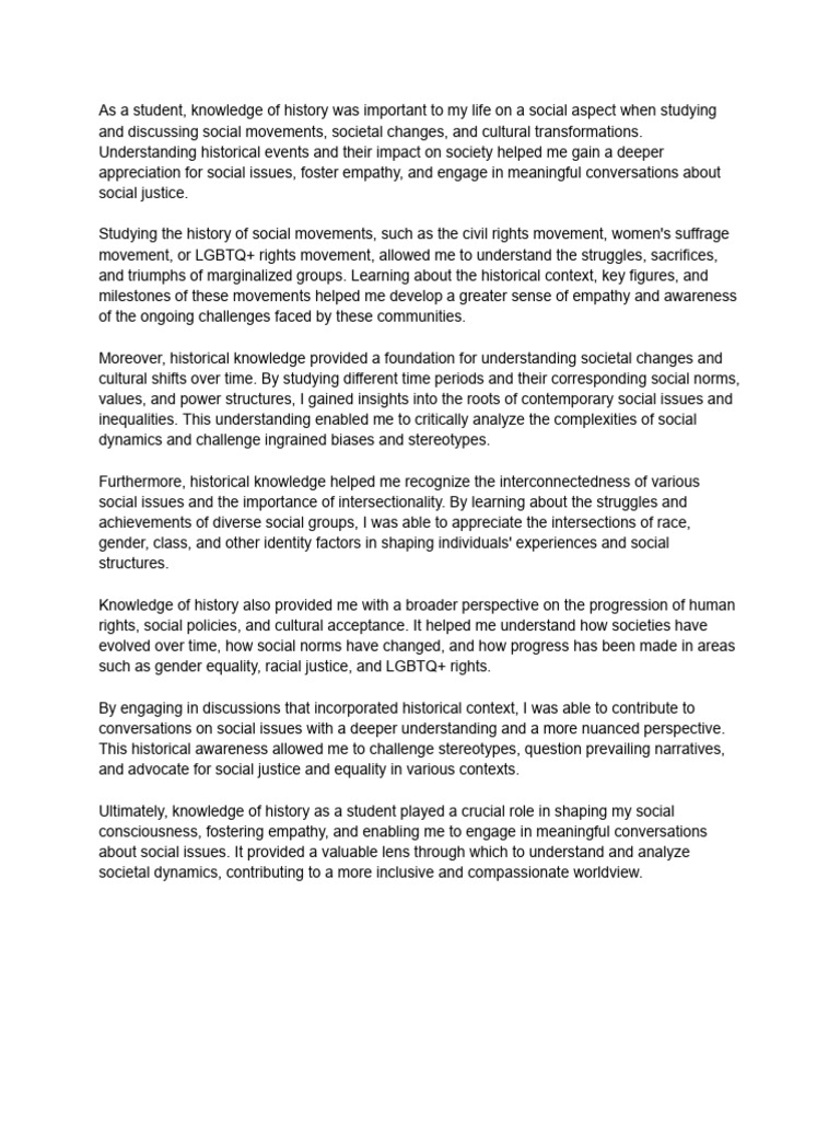 The Impact of History on Social Awareness | PDF | Intersectionality ...