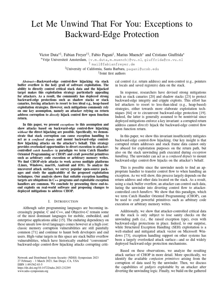 Chop ndss23 | PDF | Pointer (Computer Programming) | Control Flow