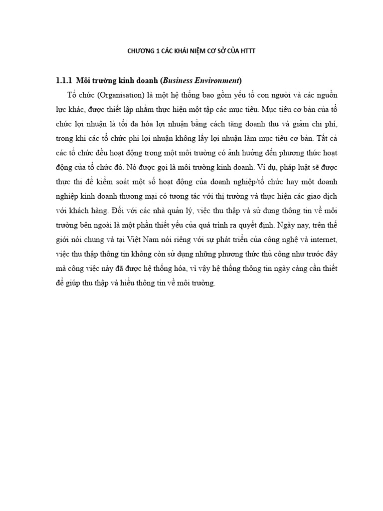 Chương 1 Các Khái Niệm Cơ Sở Của HTTT | PDF