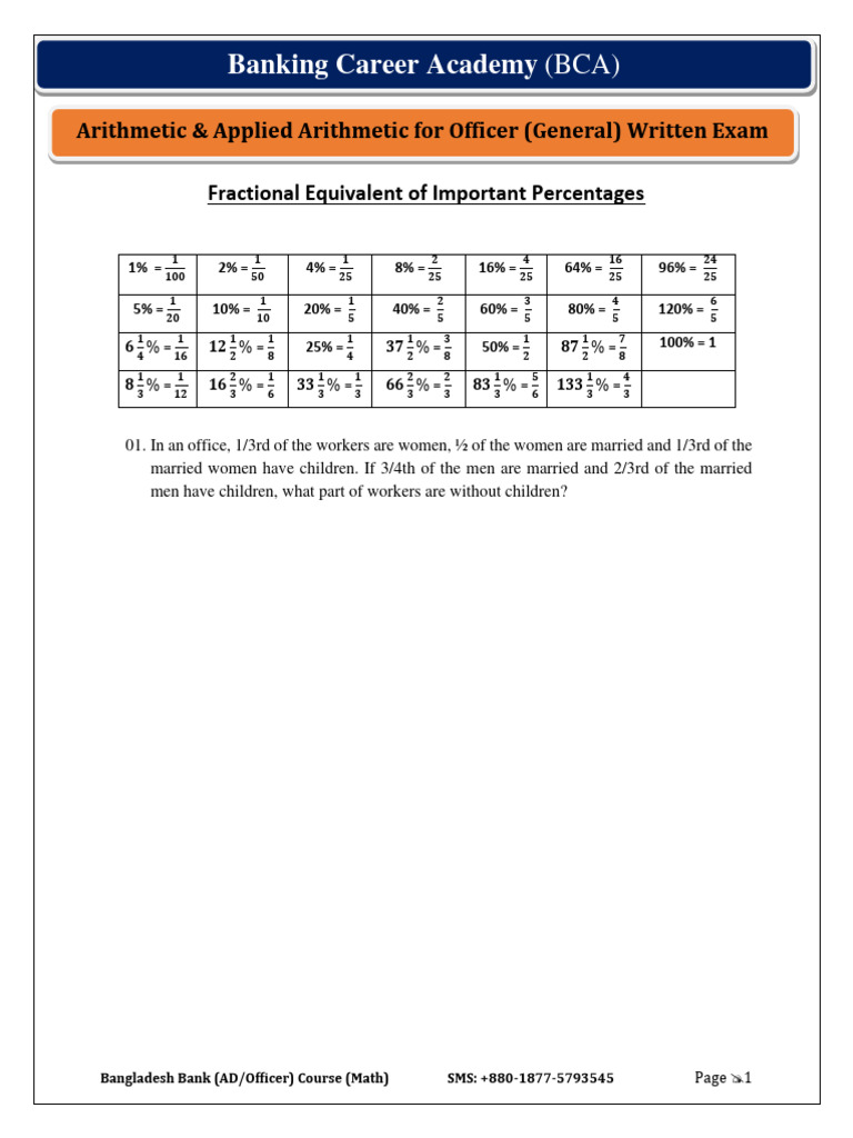 Arithmetic & Applied Arithmetic For Officer (General) Written Exam 05. ...