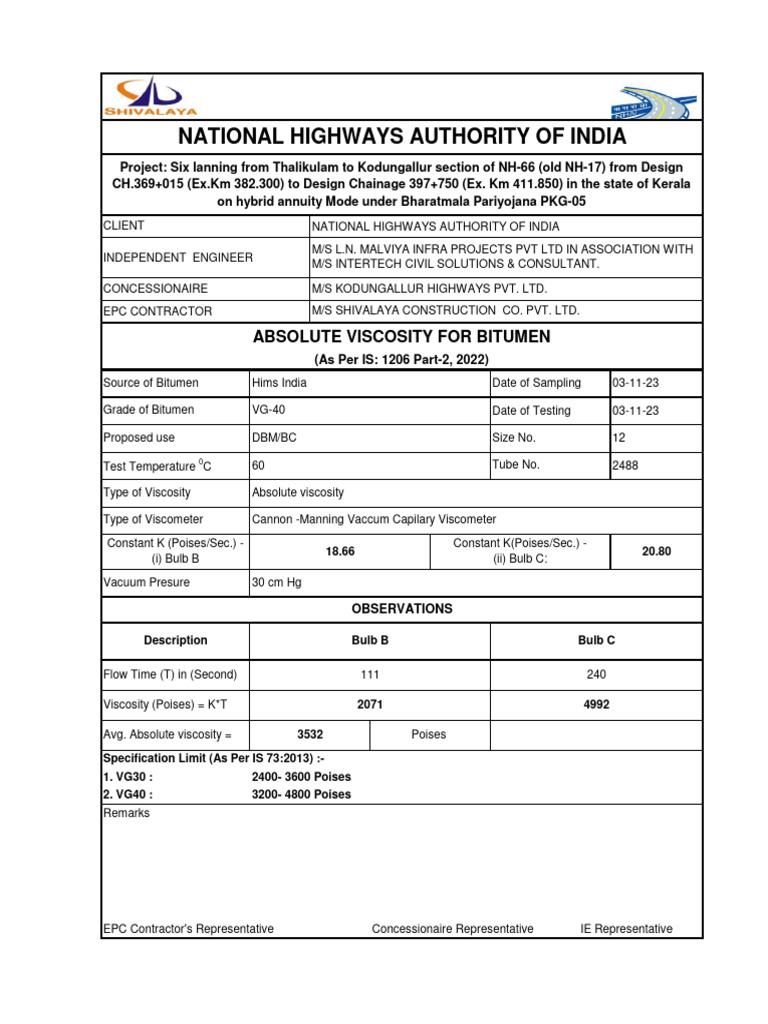 Absolute Viscosity Test of Bitumen | PDF | Physical Phenomena ...
