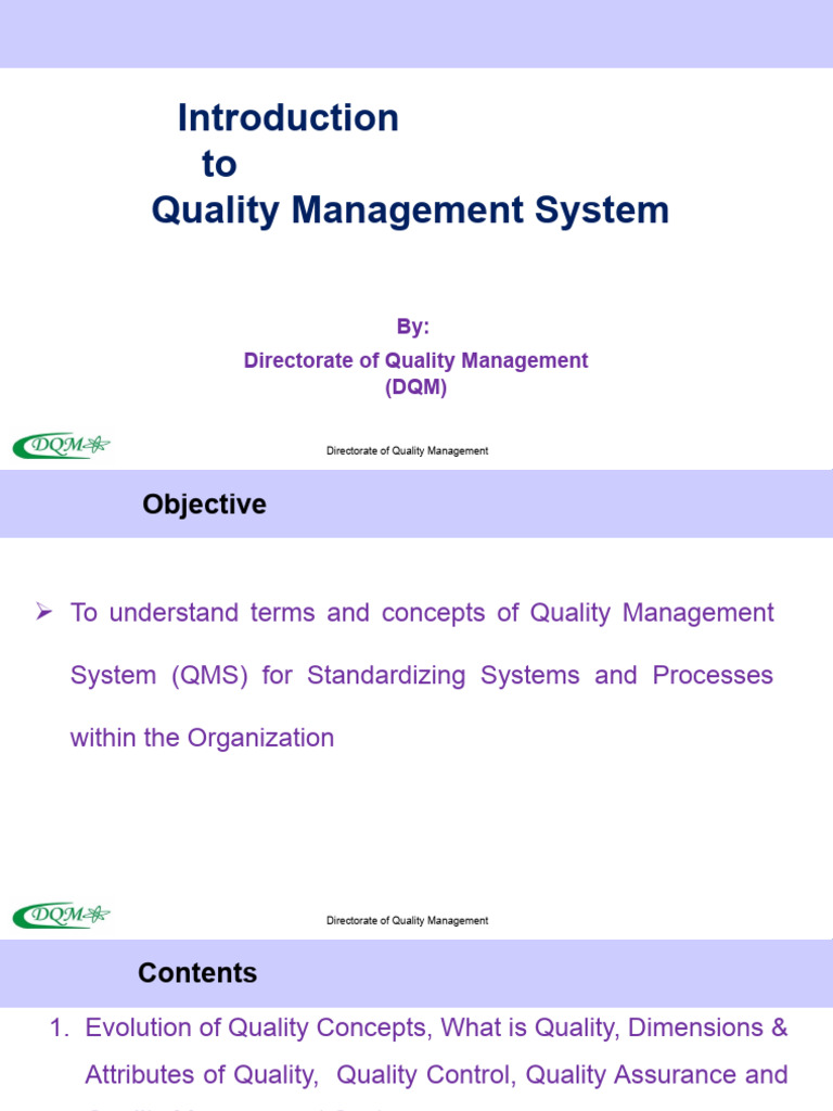 Introduction To QMS-DQM | PDF | Quality Assurance | Quality Management