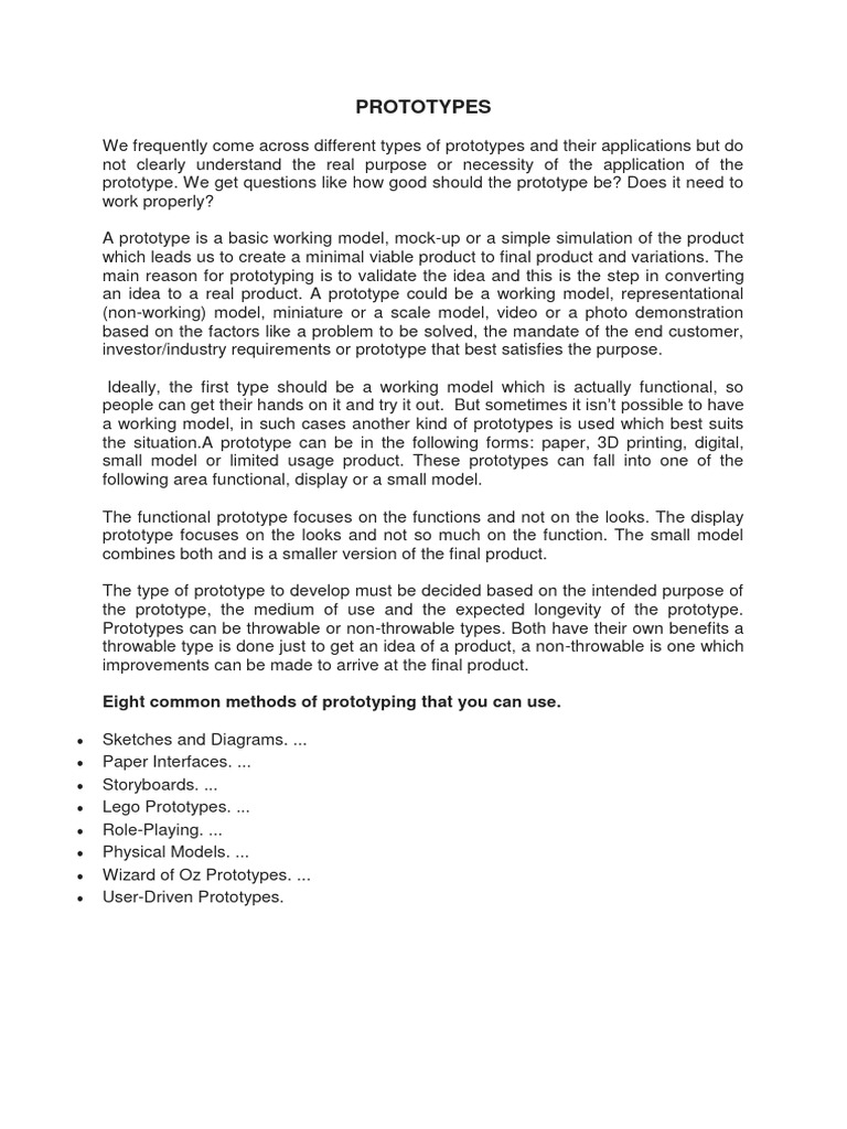 Prototyping Methods and Types Explained | PDF | Prototype | Software Prototyping