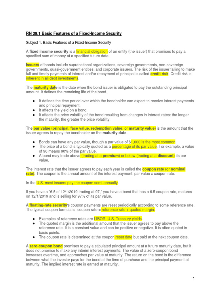 LN 06 Fixed Income Notes | PDF | Bonds (Finance) | Repurchase Agreement
