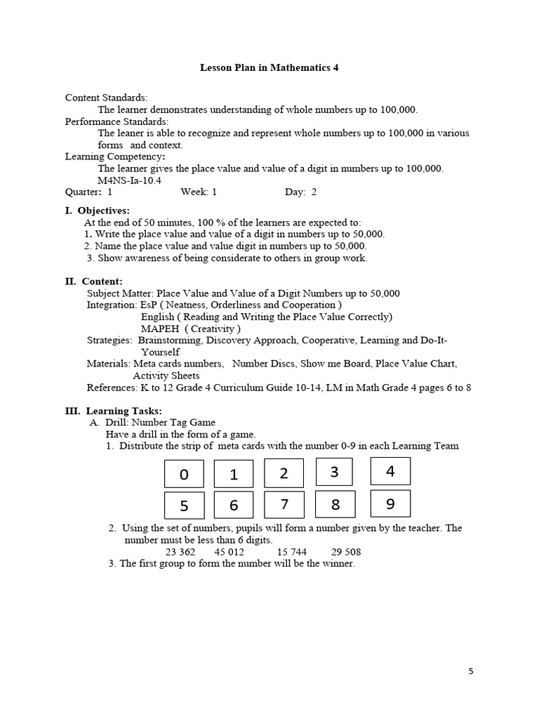 5-8 M4NS-Ia-10.41 | PDF | Lesson Plan | Cognitive Science