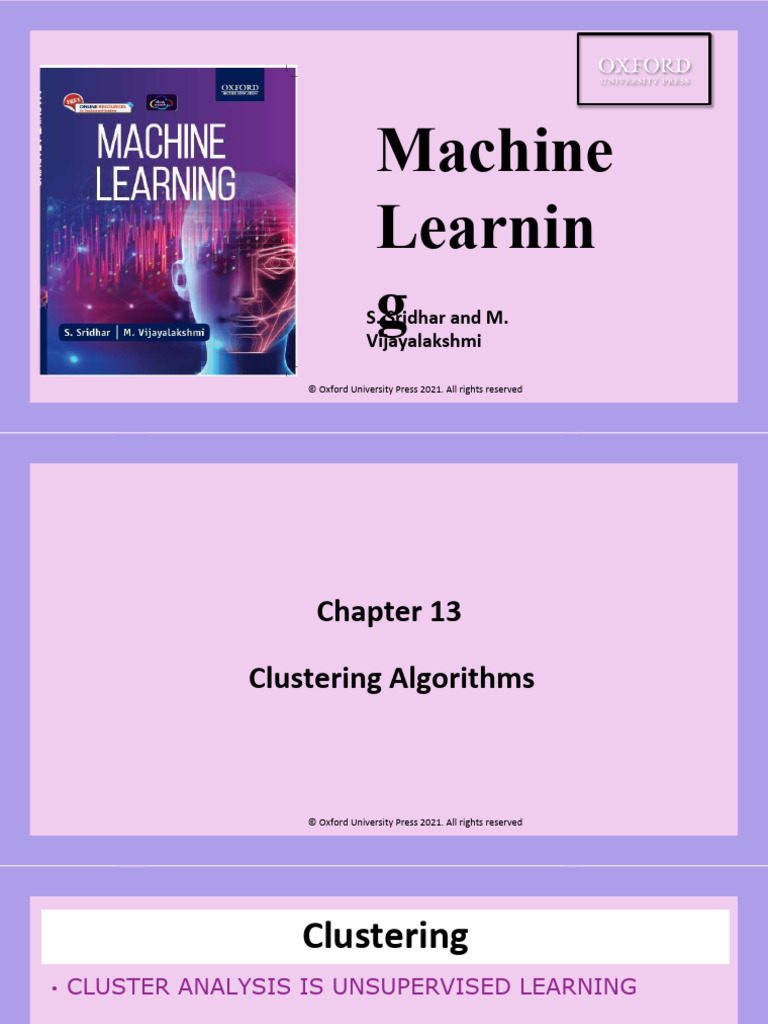 Chapter 13 Clustering Algorithms | PDF | Cluster Analysis | Learning Chapter 13 Clustering Algorithms | PDF | Cluster Analysis | Learning
