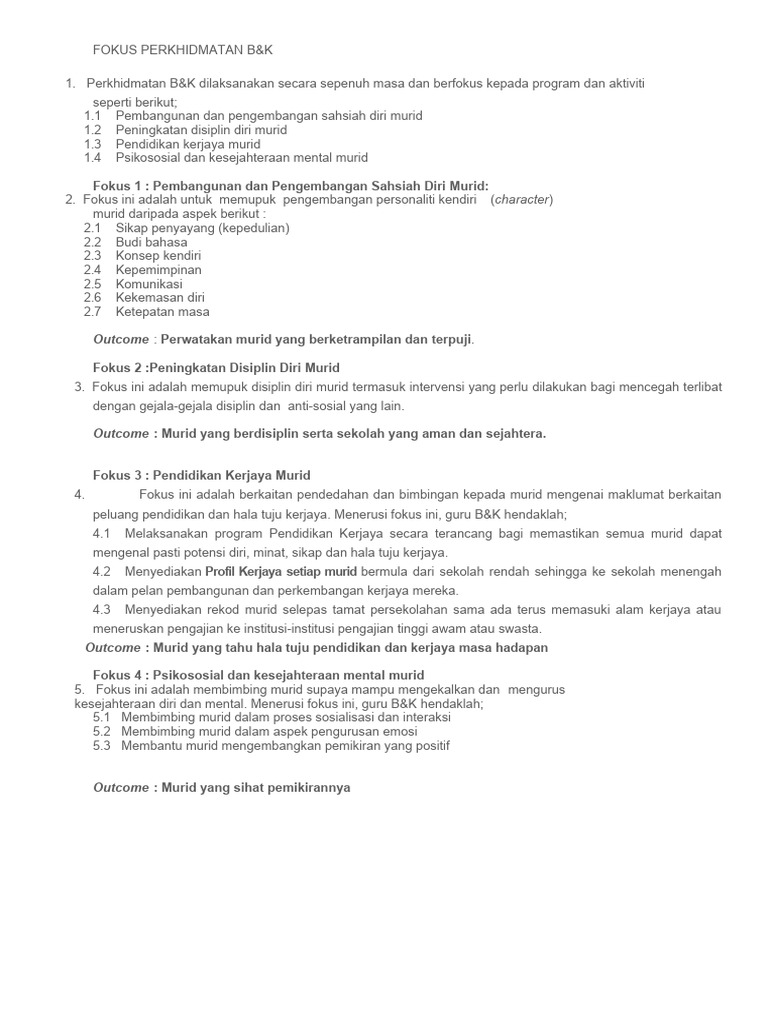 Fokus Perkhidmatan Ubk | PDF