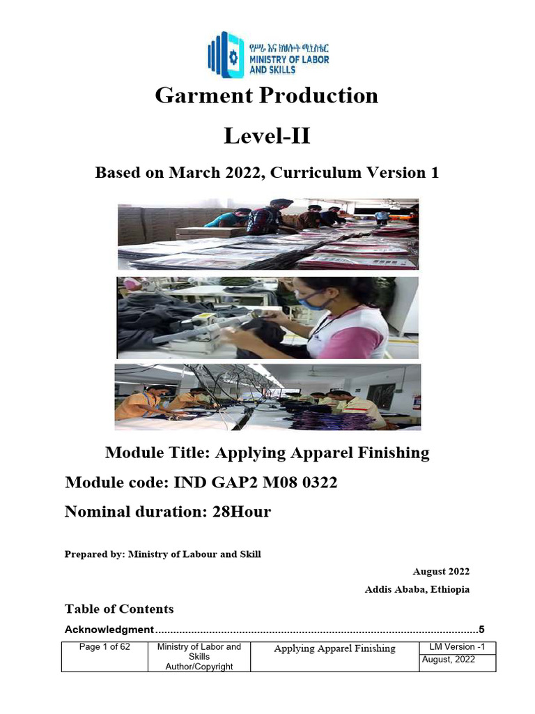 Applying Apparel Finishing TTLM | PDF | Seam (Sewing) | Clothing