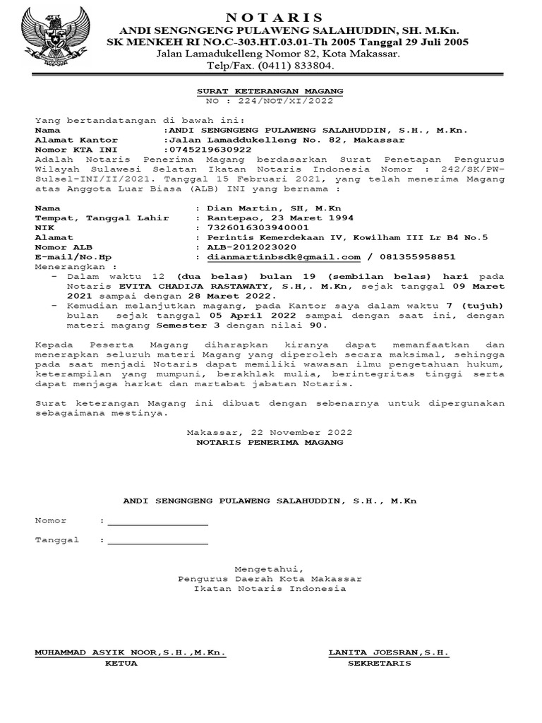 Surat Magang Sem 3 | PDF