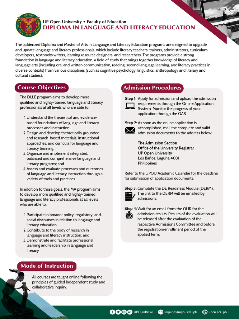 Diploma in Language and Literacy Education | PDF | Literacy | Curriculum