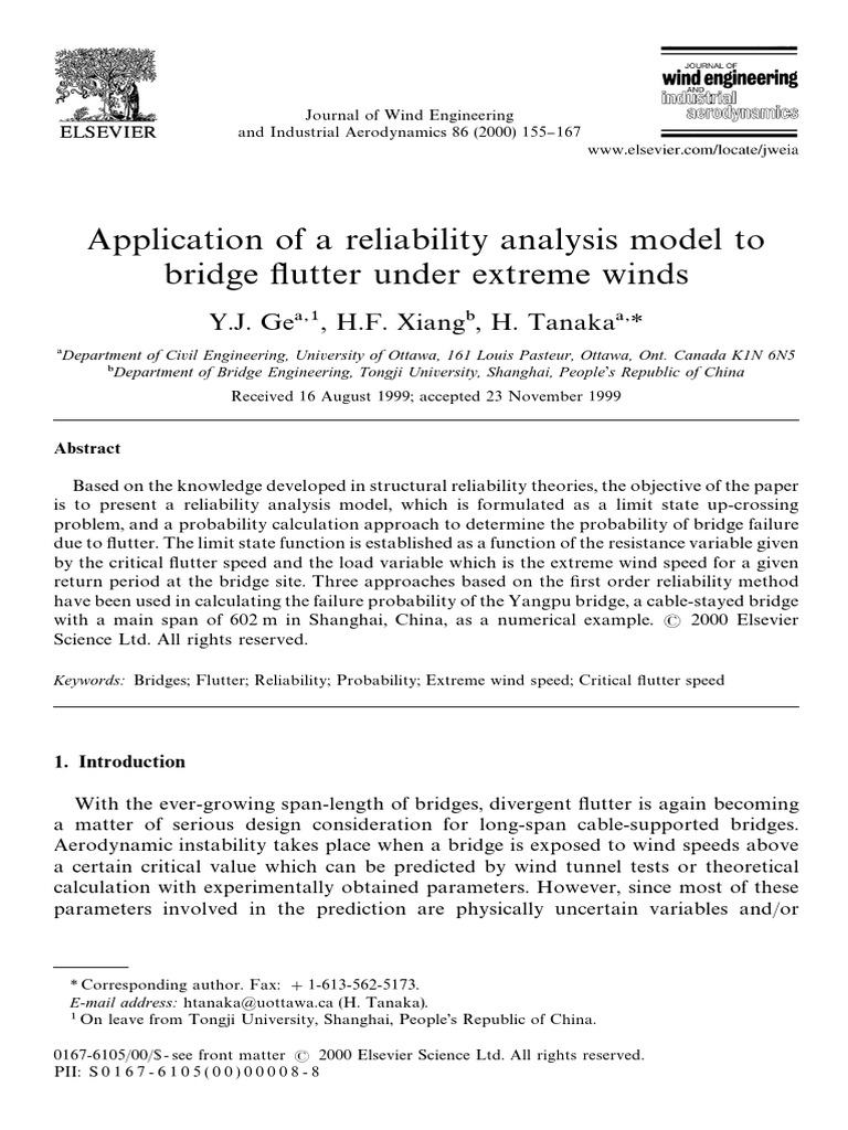 Application of A Reliability Analysis Model To Bridge Flutter Under Extreme Winds | PDF ...