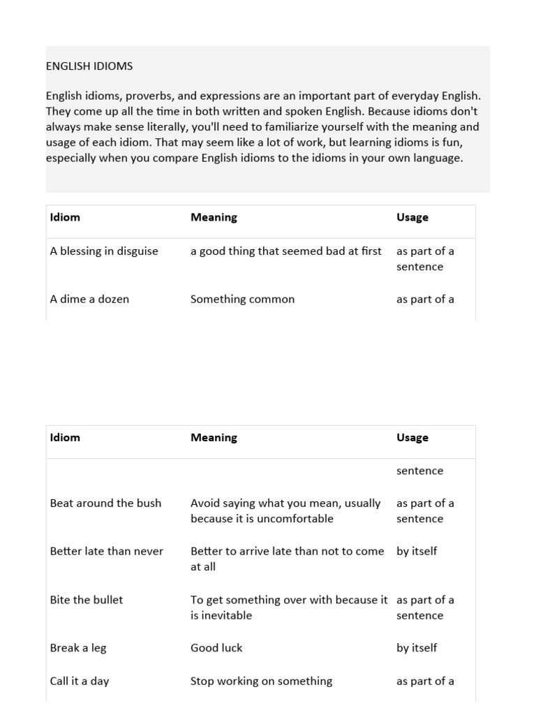 Idioms & Proverbs | PDF | Idiom