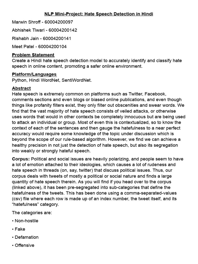 Mini Project Nlp Pdf Profanity Language Mechanics