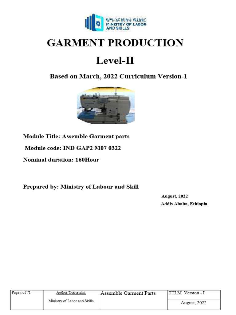 Assemble Garment Parts TTLM | PDF | Seam (Sewing) | Sewing Machine
