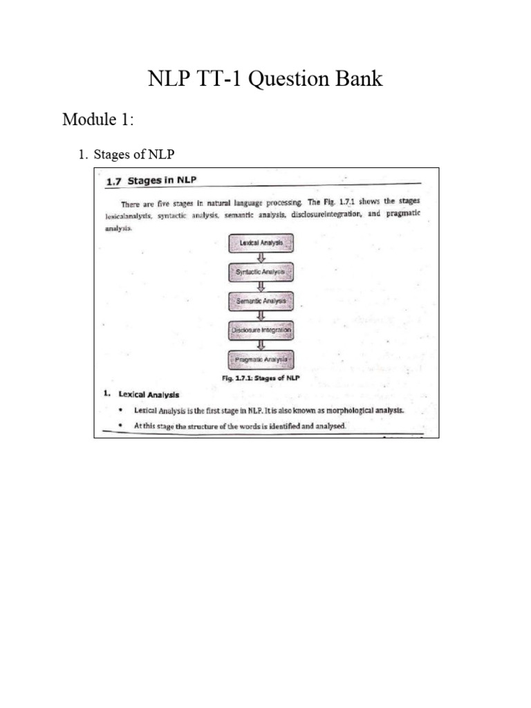 NLP TT-1 Question Bank | Download Free PDF | Morphology (Linguistics ... NLP TT-1 Question Bank | Download Free PDF | Morphology (Linguistics ...