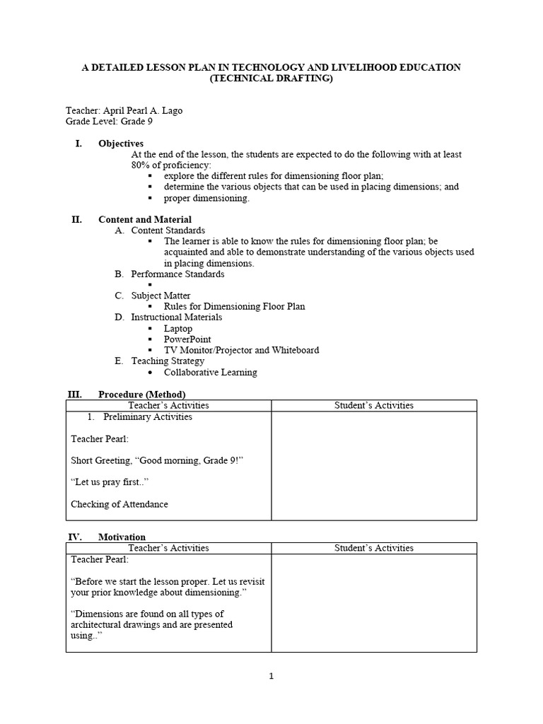 A DETAILED LESSON PLAN IN TECHNOLOGY AND LIVELIHOOD EDUCATION ...