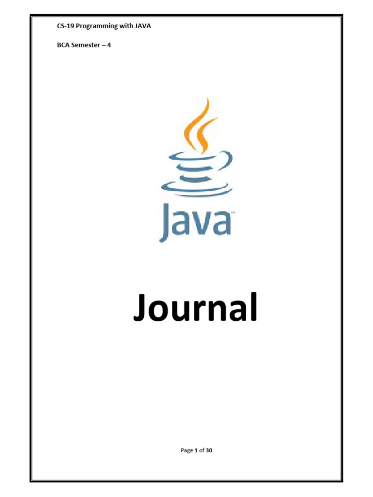 Java Journal Pdf Constructor Object Oriented Programming Programming