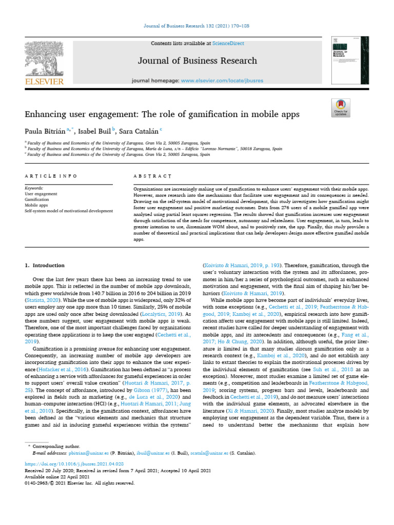 Enhancing User Engagement - The Role of Gamification in Mobile Apps ... Enhancing User Engagement - The Role of Gamification in Mobile Apps ...